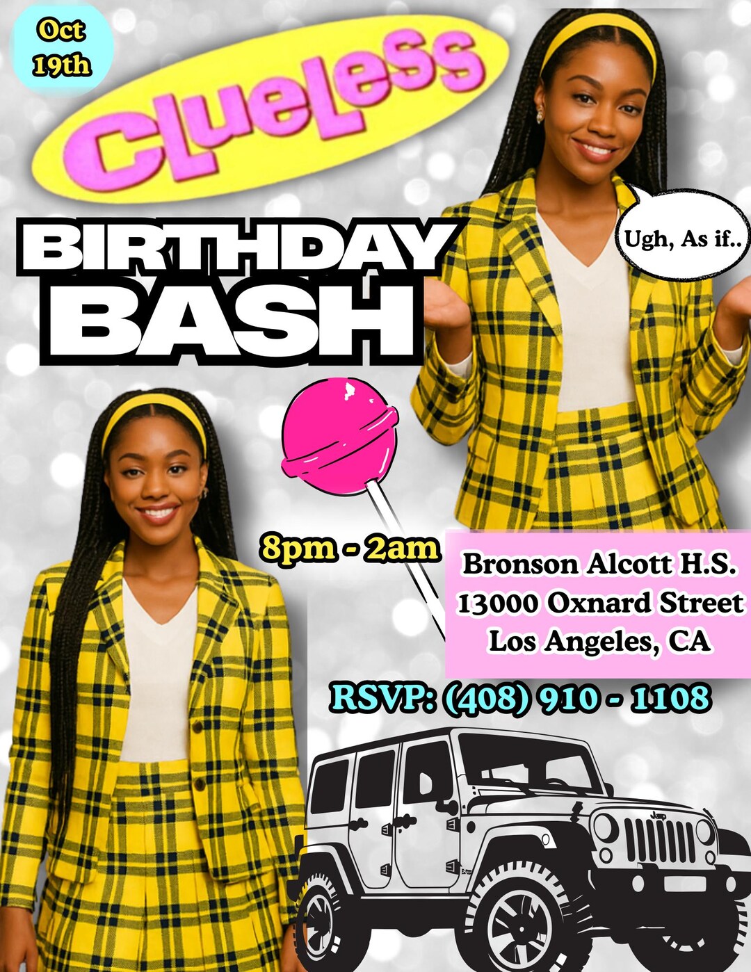 Clueless Themed Birthday Invitation - Etsy