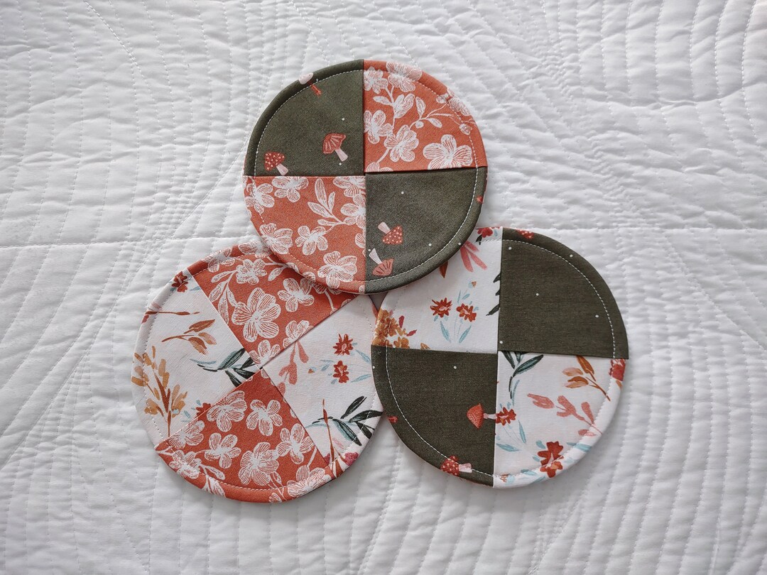 Fabric Coaster Set of 3 / Quilted Coasters - Etsy