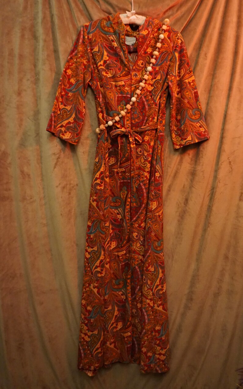Vintage Velvet 1960's Lissane Paisley Print Robe Dress - Etsy