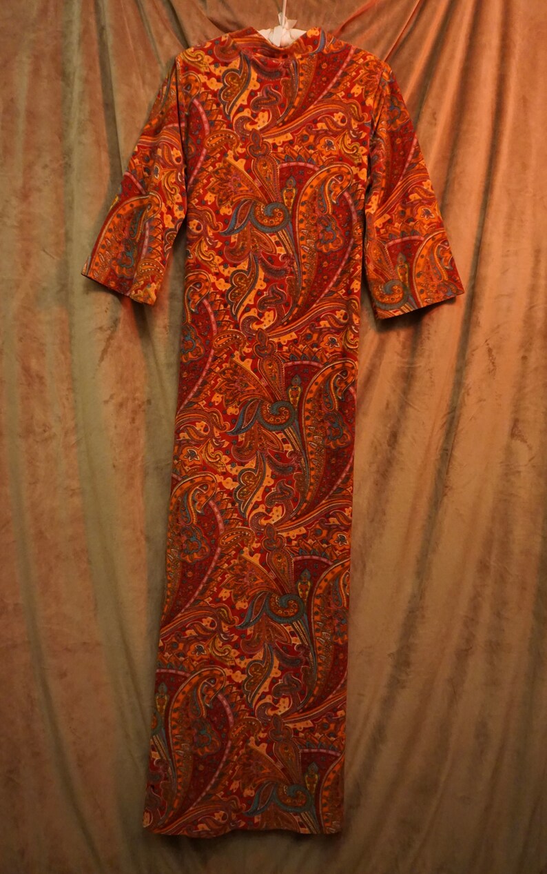 Vintage Velvet 1960's Lissane Paisley Print Robe Dress - Etsy
