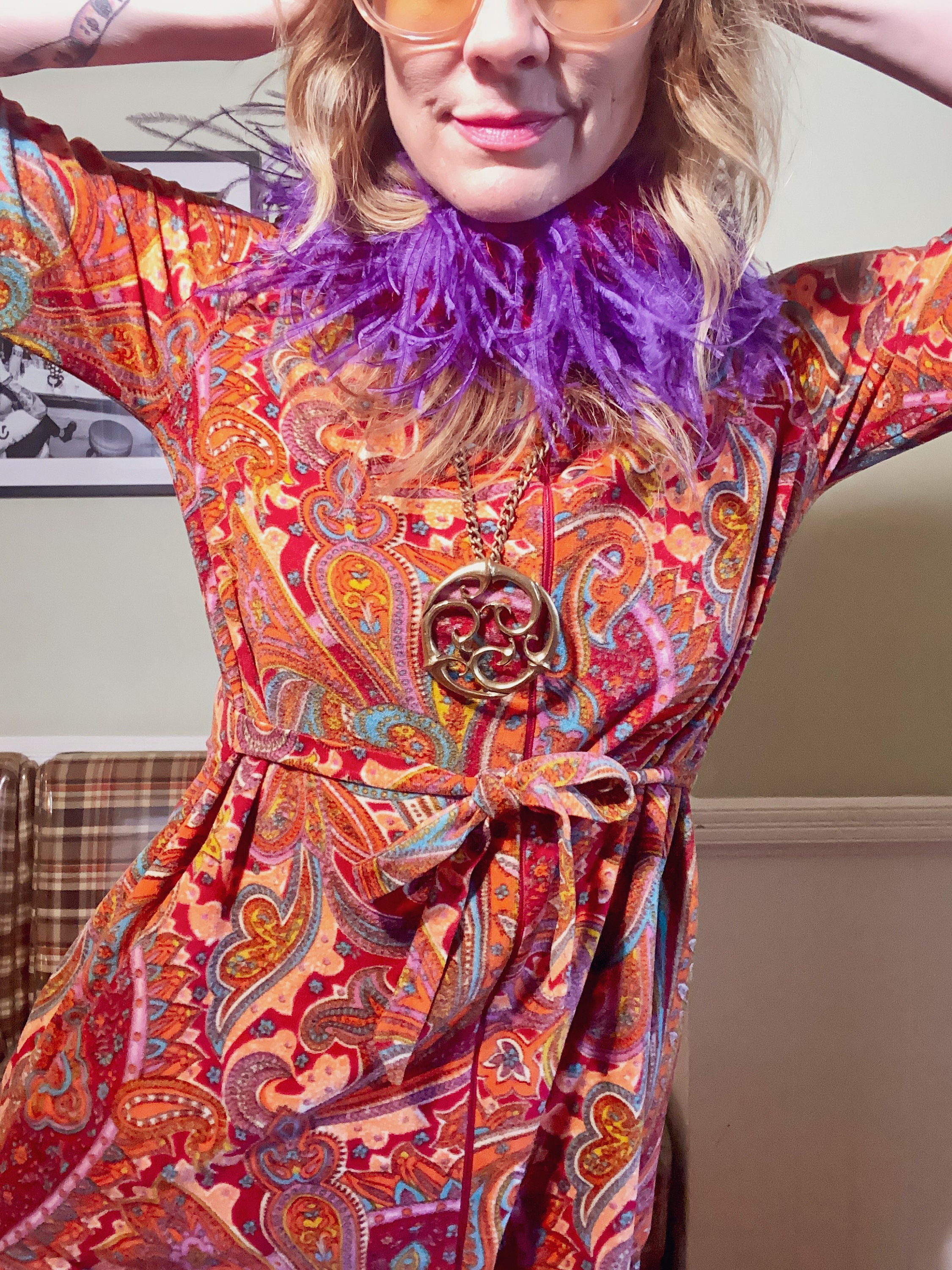 Vintage Velvet 1960's Lissane Paisley Print Robe Dress - Etsy