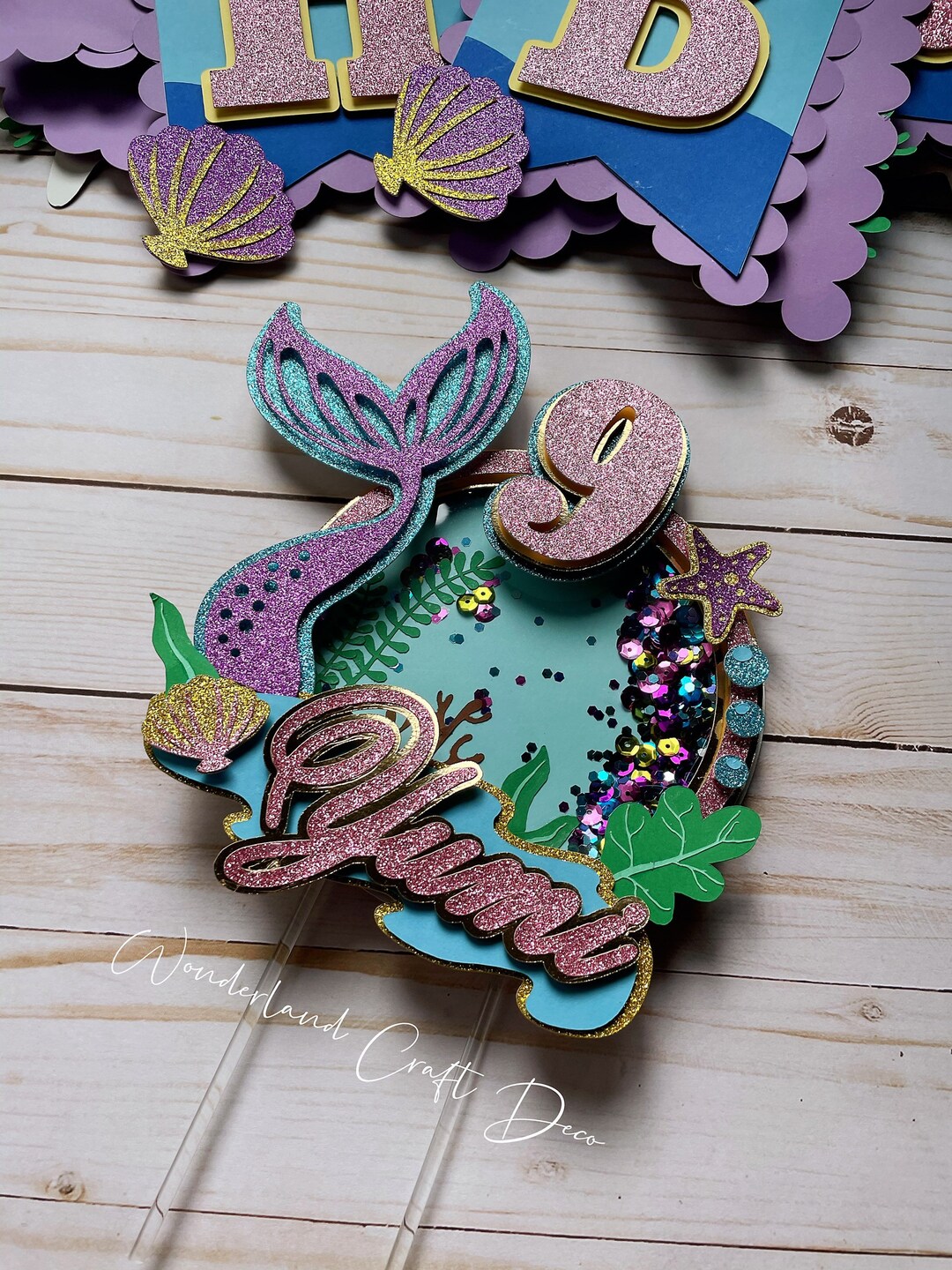 Mermaid Theme Shaker Custom Cake Topper - Etsy