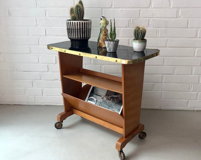 Vintage Newspaper Trolley, Mid Century Side Table, 50s Tea Trolley ...