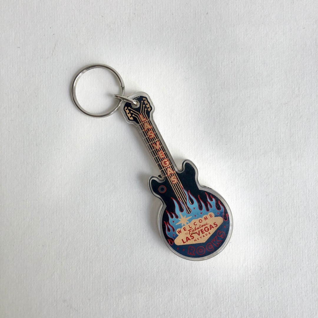 Vintage Keychain "las Vegas", Keychain Guitar, Las Vegas Rocks ...