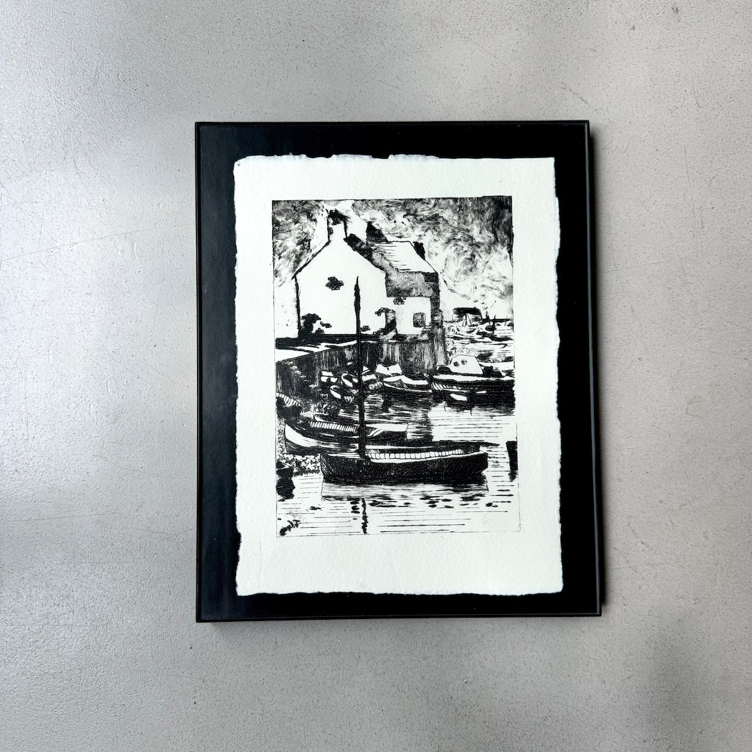 Vintage Print Harbor, Mid Century Drawing Boats, Picture Maritime - Etsy