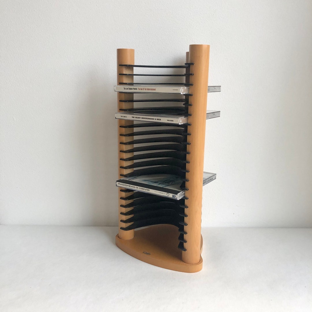 Vintage CD Stand, CD Stand, Shelf 80s, CD Column Light Wood, Design ...
