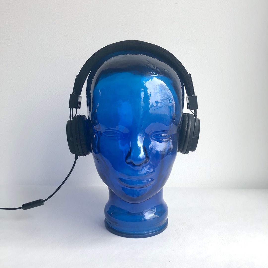 Vintage Headphone Head, Headphone Stand Blue, Headphone Holder ...