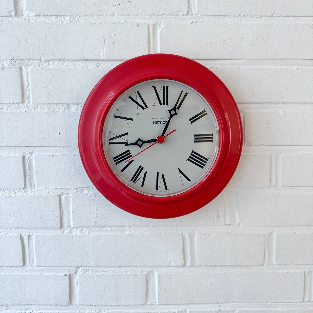 Vintage Kitchen Clock Red, Kienzle Boutique c Wall Clock, Mid Century ...
