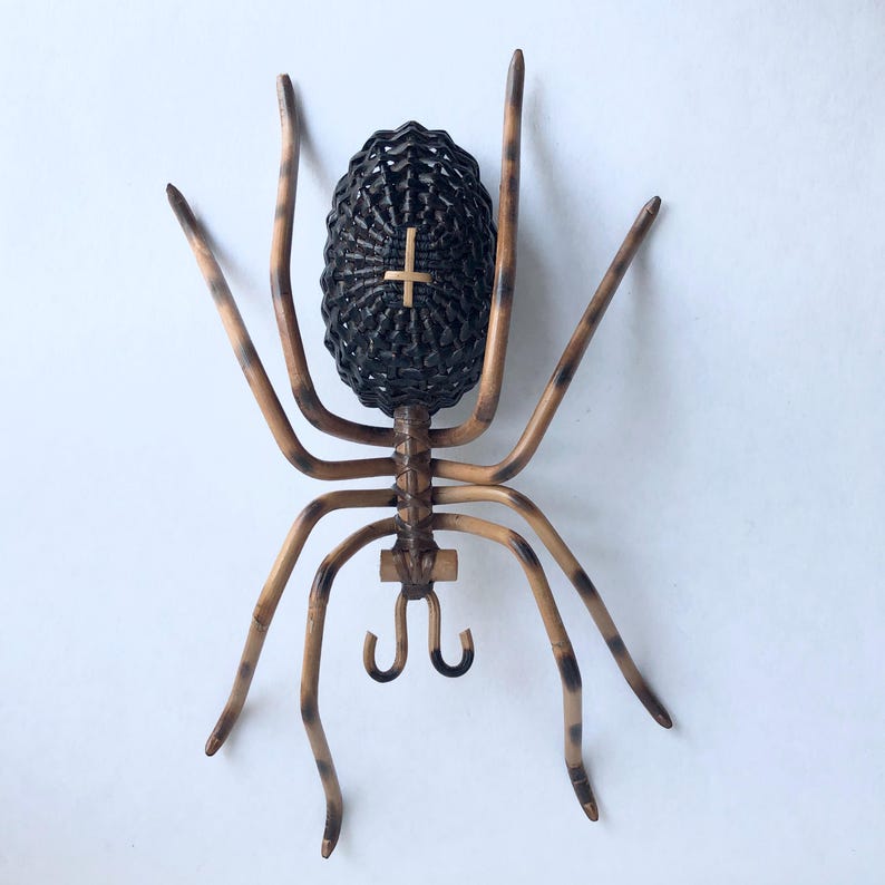 Vintage Rattan Cross Spider, Home Decoration Accessory Spider - Etsy