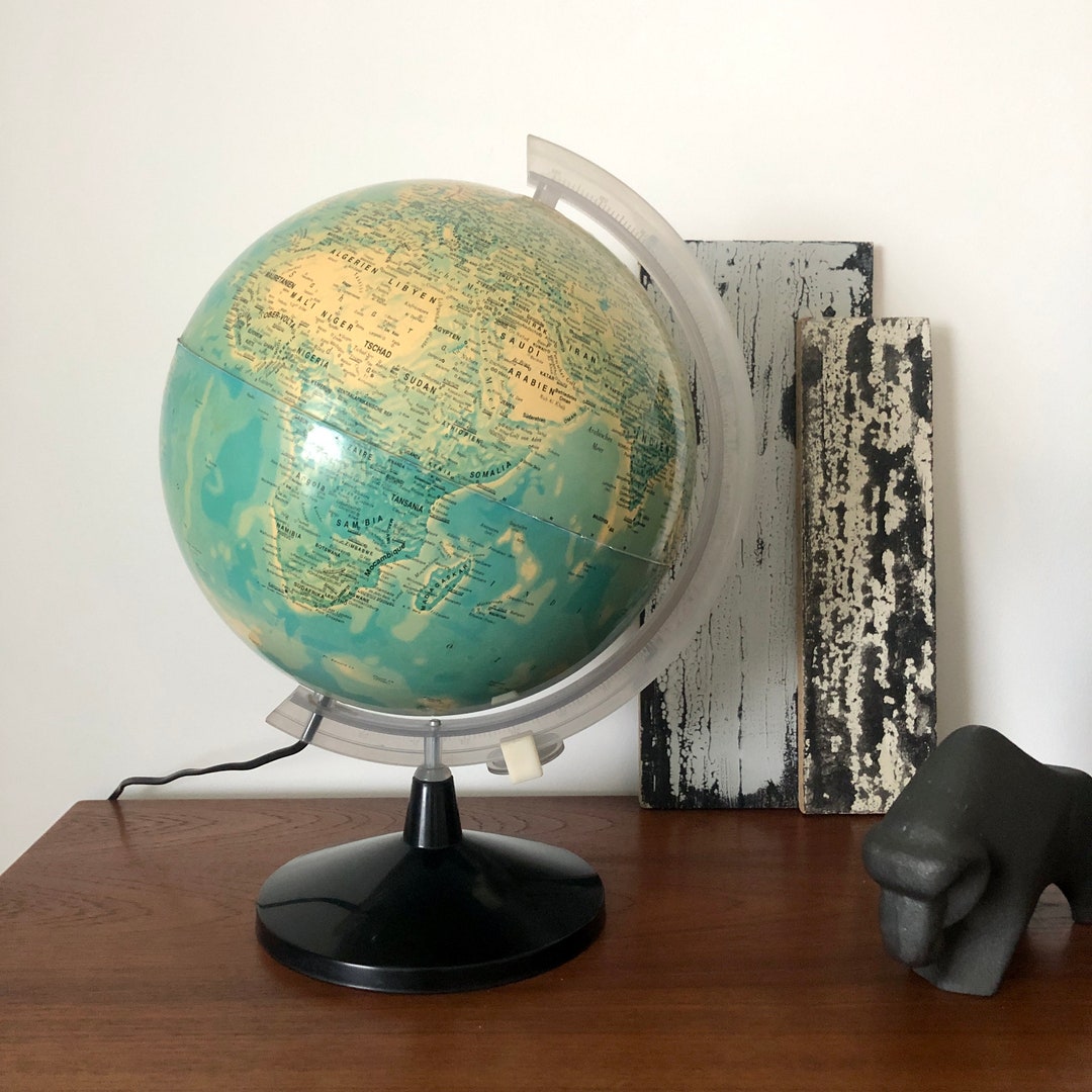 Vintage Globe Illuminated, Mid Century Globe, Illuminated Globe GDR - Etsy