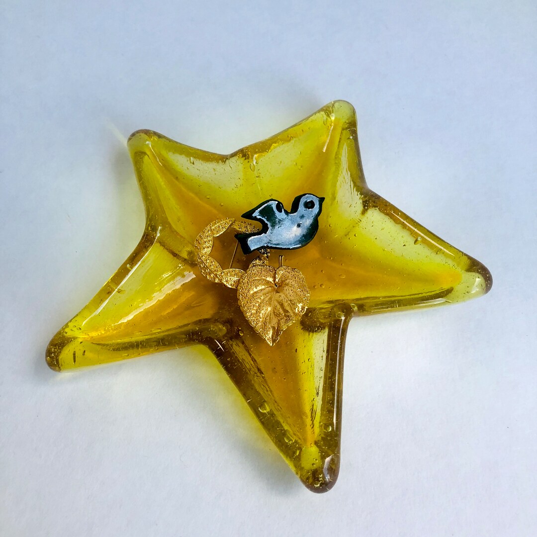 Vintage Glass Bowl Starfish, Ashtray Murano Art, Bowl Yellow Glass - Etsy