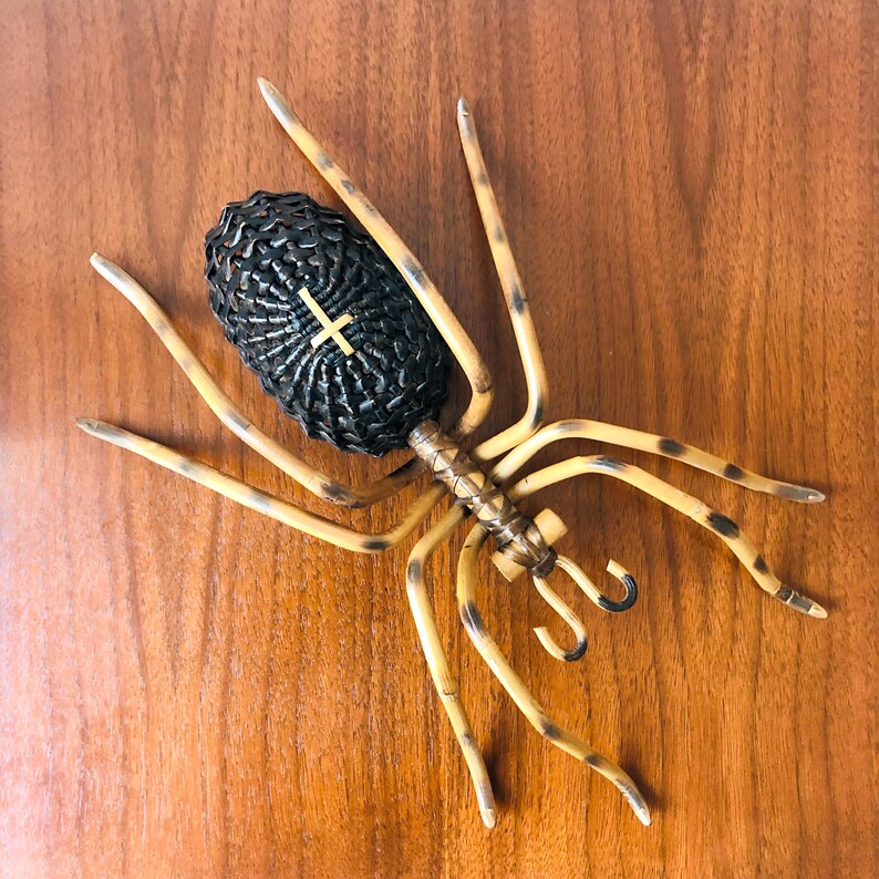 Vintage Rattan Cross Spider, Home Decoration Accessory Spider - Etsy