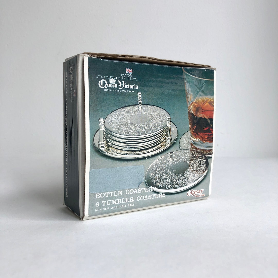 6 Vintage Coasters, 60s, Bar Accessories England, Chrome Coaster - Etsy