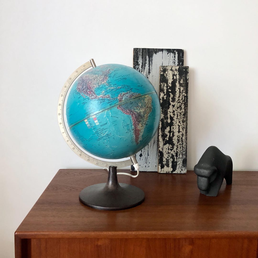 Vintage Globe Illuminated, Mid Century Globe, Illuminated Globe Denmark ...