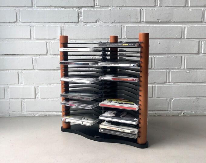 Vintage CD Shelf "deja", CD Stand, Shelf 80s, CD Column Wood, Vintage ...