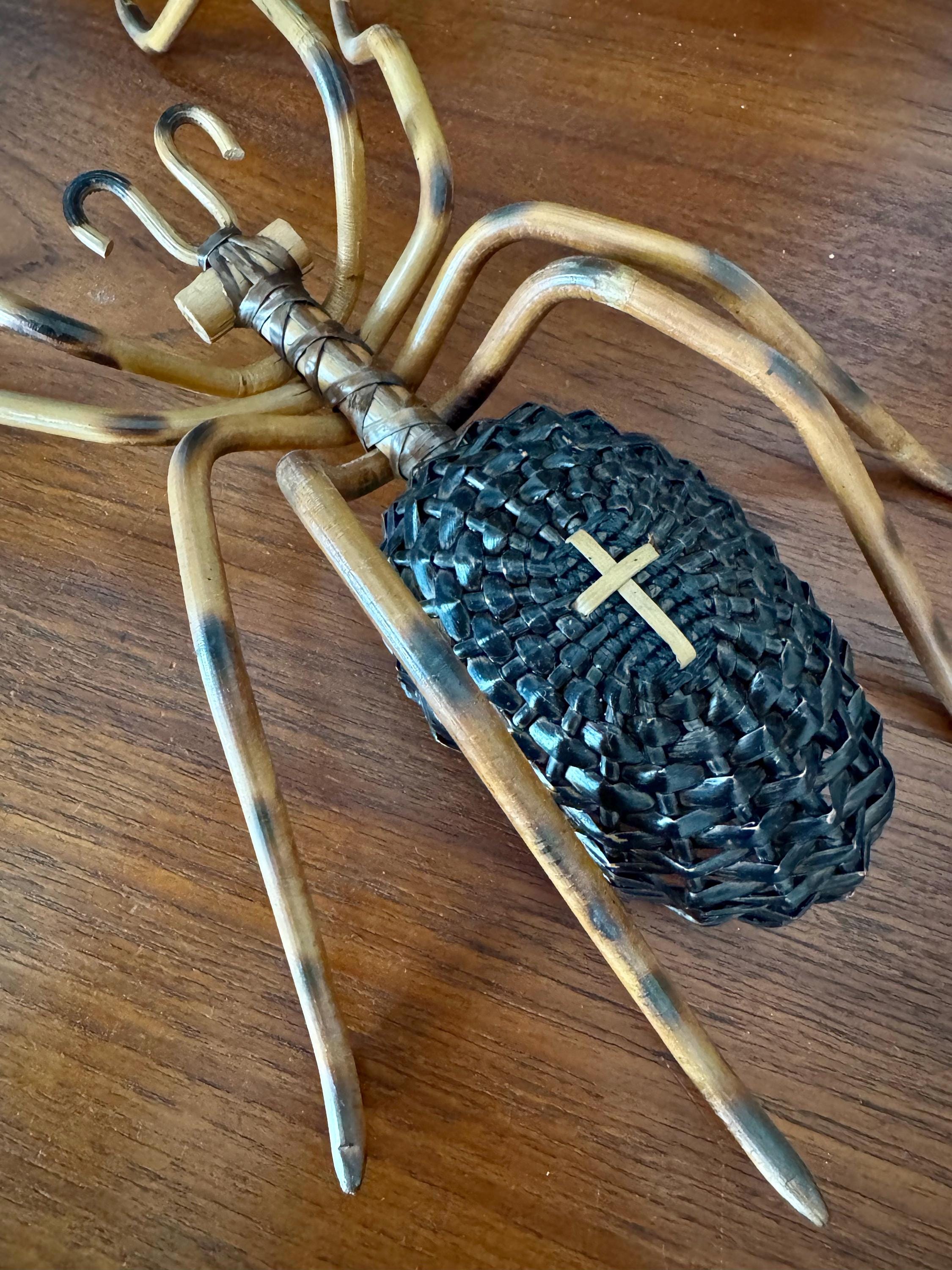 Vintage Rattan Cross Spider, Home Decoration Accessory Spider - Etsy