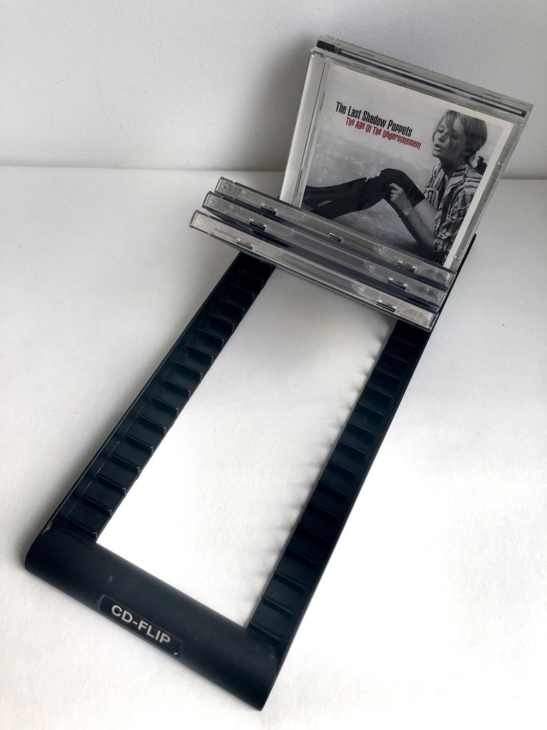 Vintage CD Flip, Black CD Stand, Midcentury, 90s, Disc Holder for ...