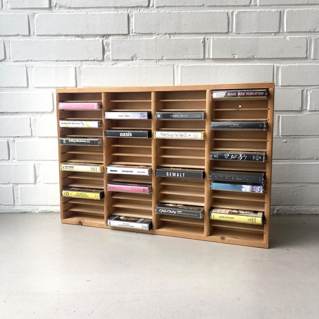 Vintage Wooden Cassette Rack, for 60 Cassettes, MC Rack, Tape Storage ...