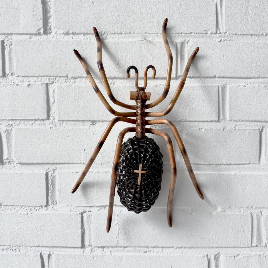 Vintage Rattan Cross Spider, Home Decoration Accessory Spider - Etsy