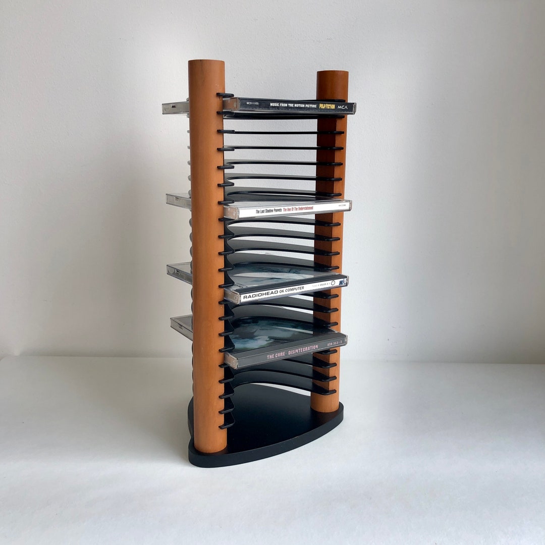 Vintage CD Stand, CD Stand, Shelf 90s, CD Column Wood, Vintage Record ...