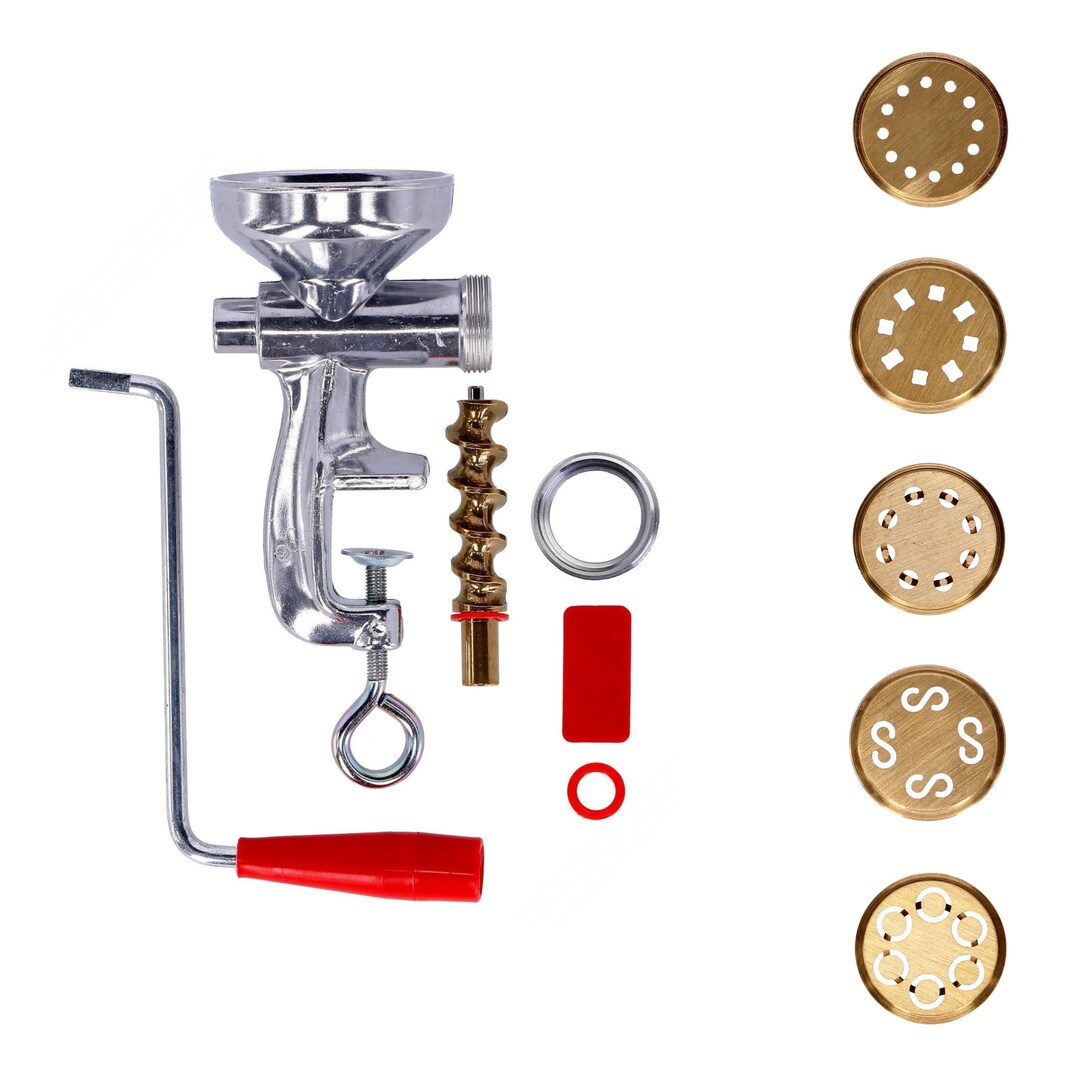 KIT: Small Dough Press - Pasta Extruder + 5 Brass-dies - Spaghetti ...
