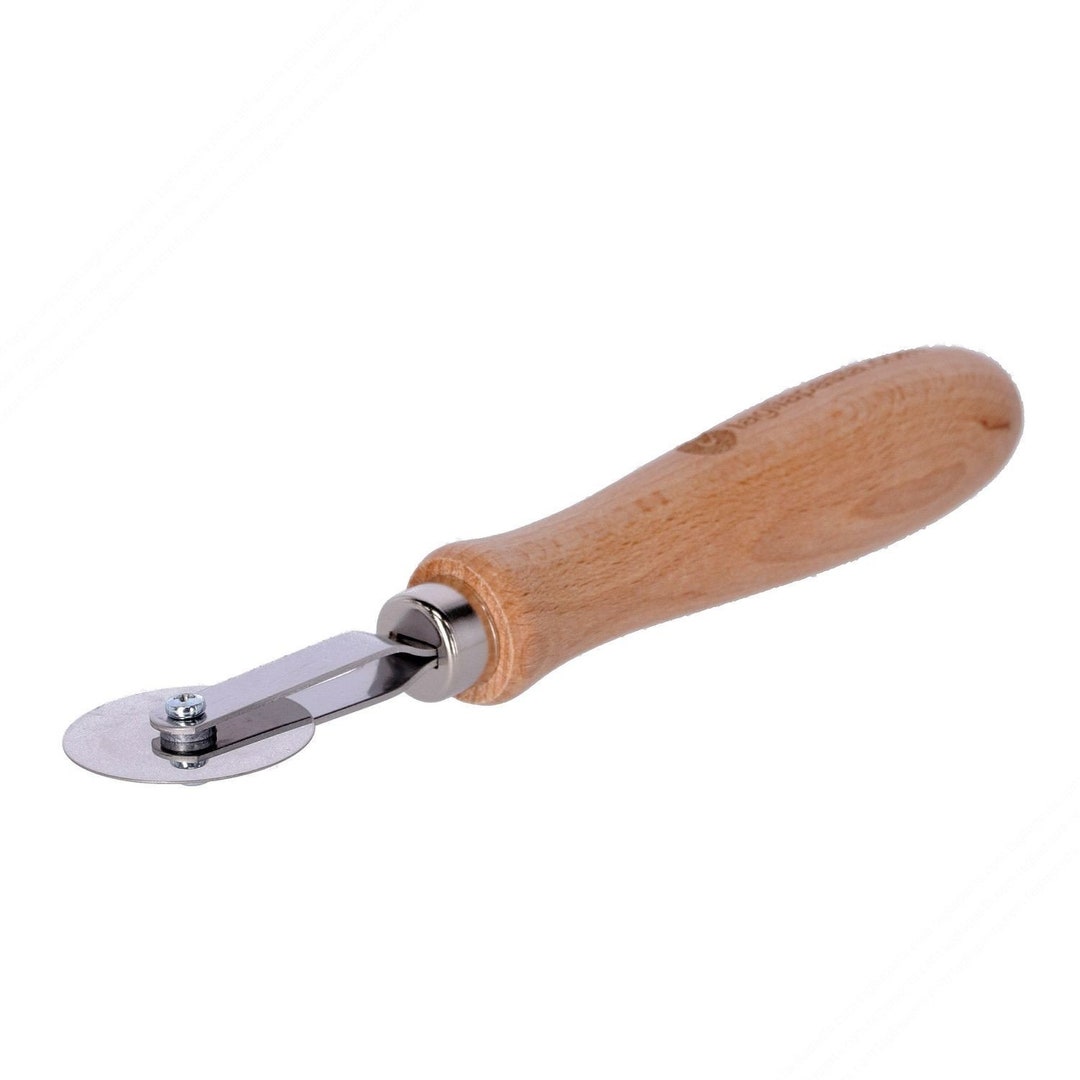 Steel Pasta Cutter Wheel With Single Smooth Blade and Wooden Handle ...