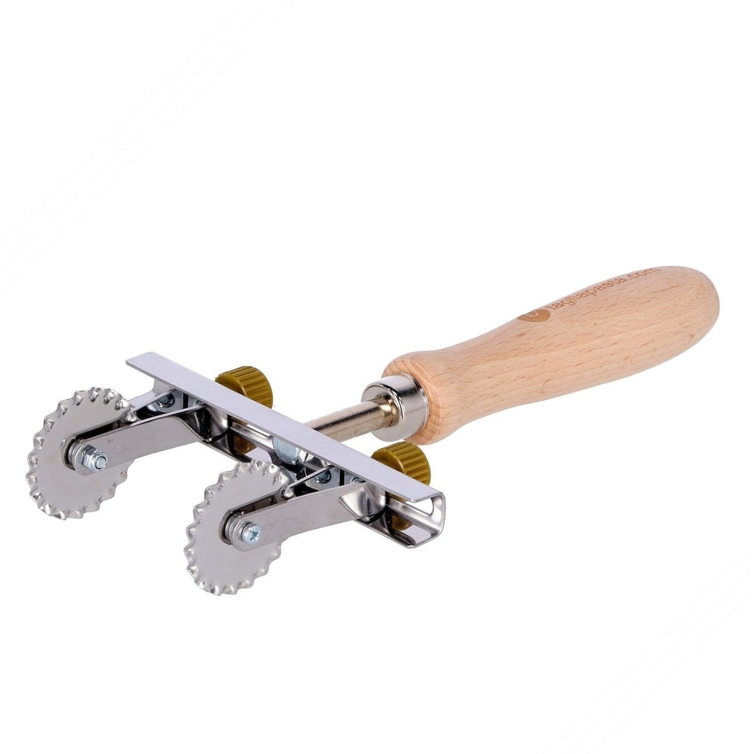 Adjustable Pasta Cutter With 2 Wheels in Stainless Steel Toothed and a ...