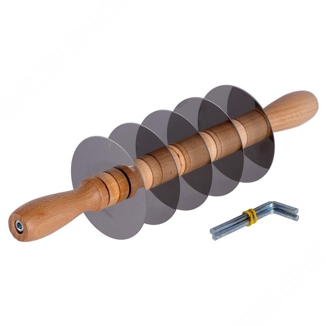 Professional Rolling Pasta Cutter With 5 Straight Blades in Stainless ...