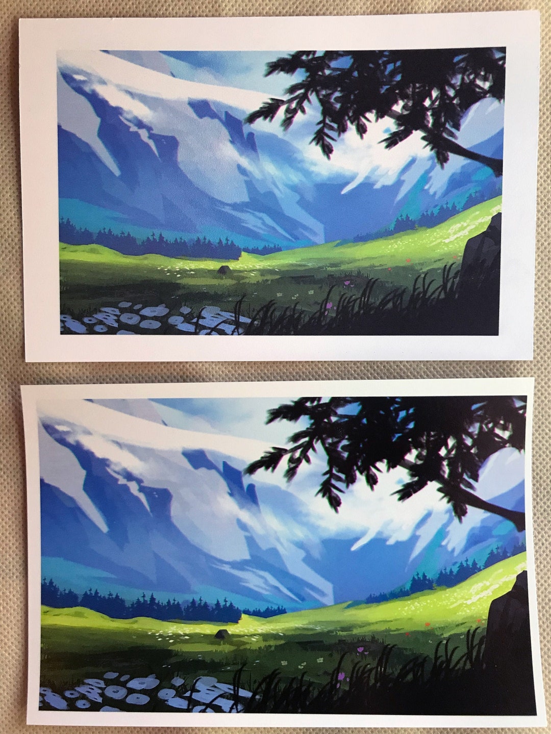 Mountainside Print | 4x6 Art Print | Mountain Postcards | Green ...