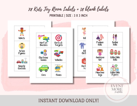 78 Kids Toy Room Storage Labels with colorful images 18 | Etsy