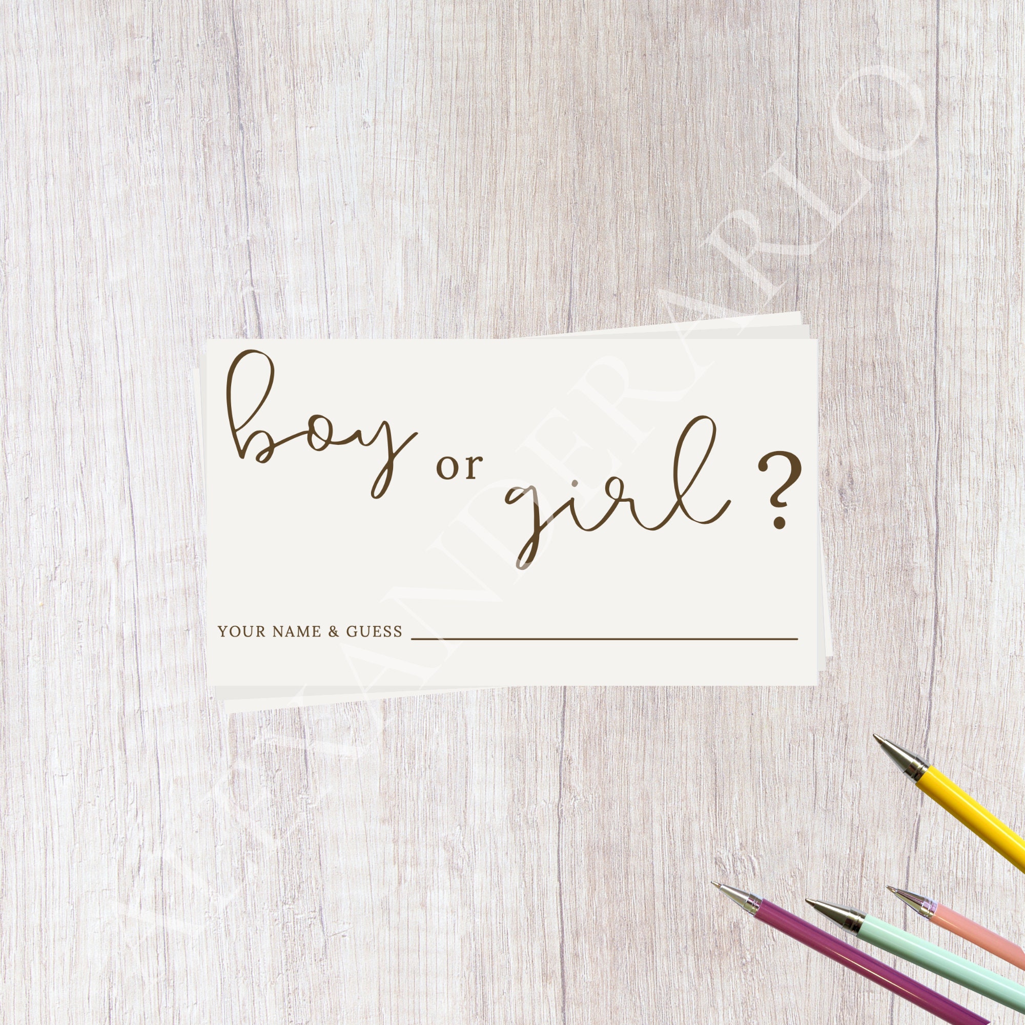 Brown Gender Reveal Guessing Card // Digital Download - Etsy