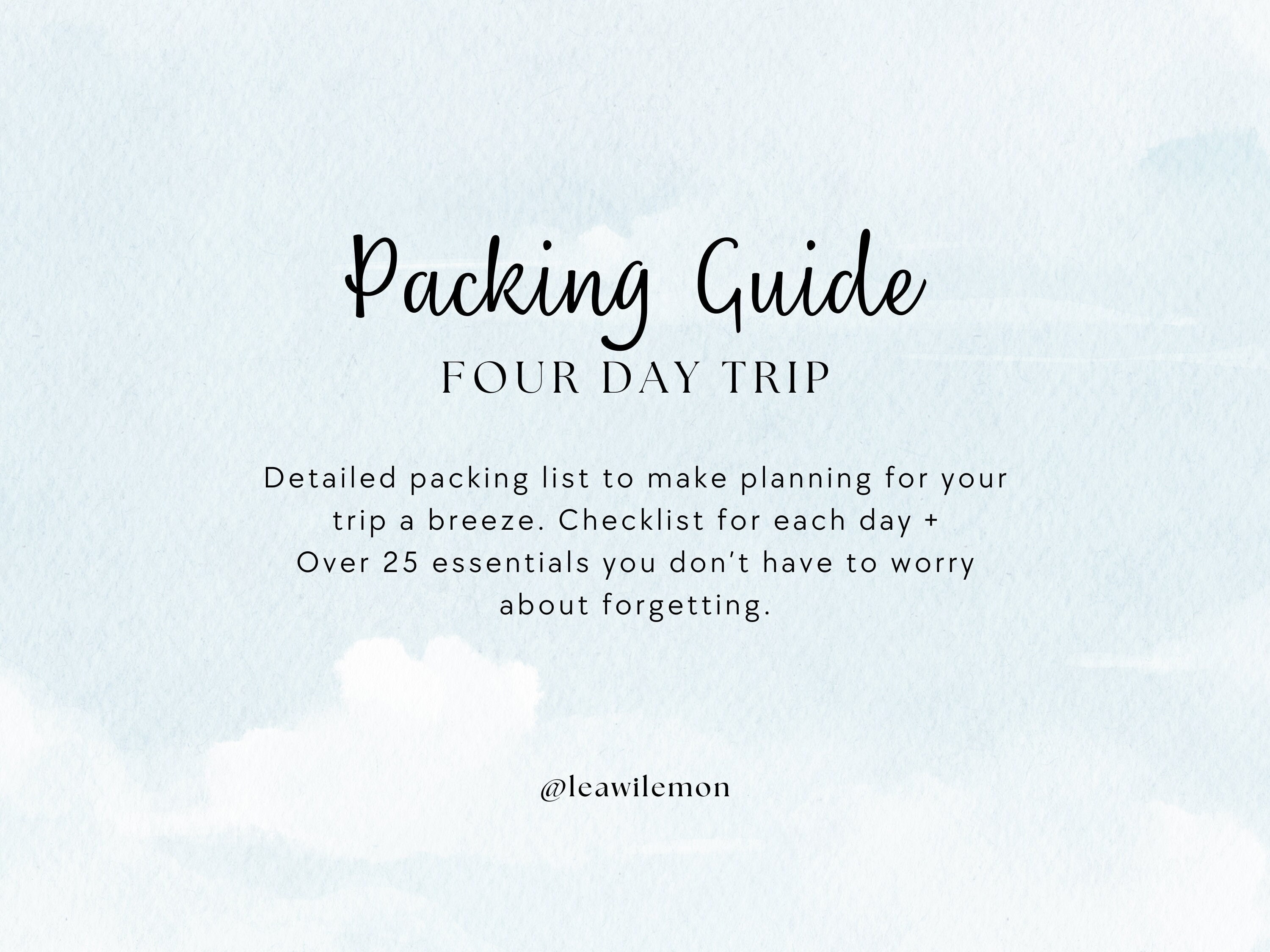 Travel Packing List | Four Day Trip | Digital Download - Etsy