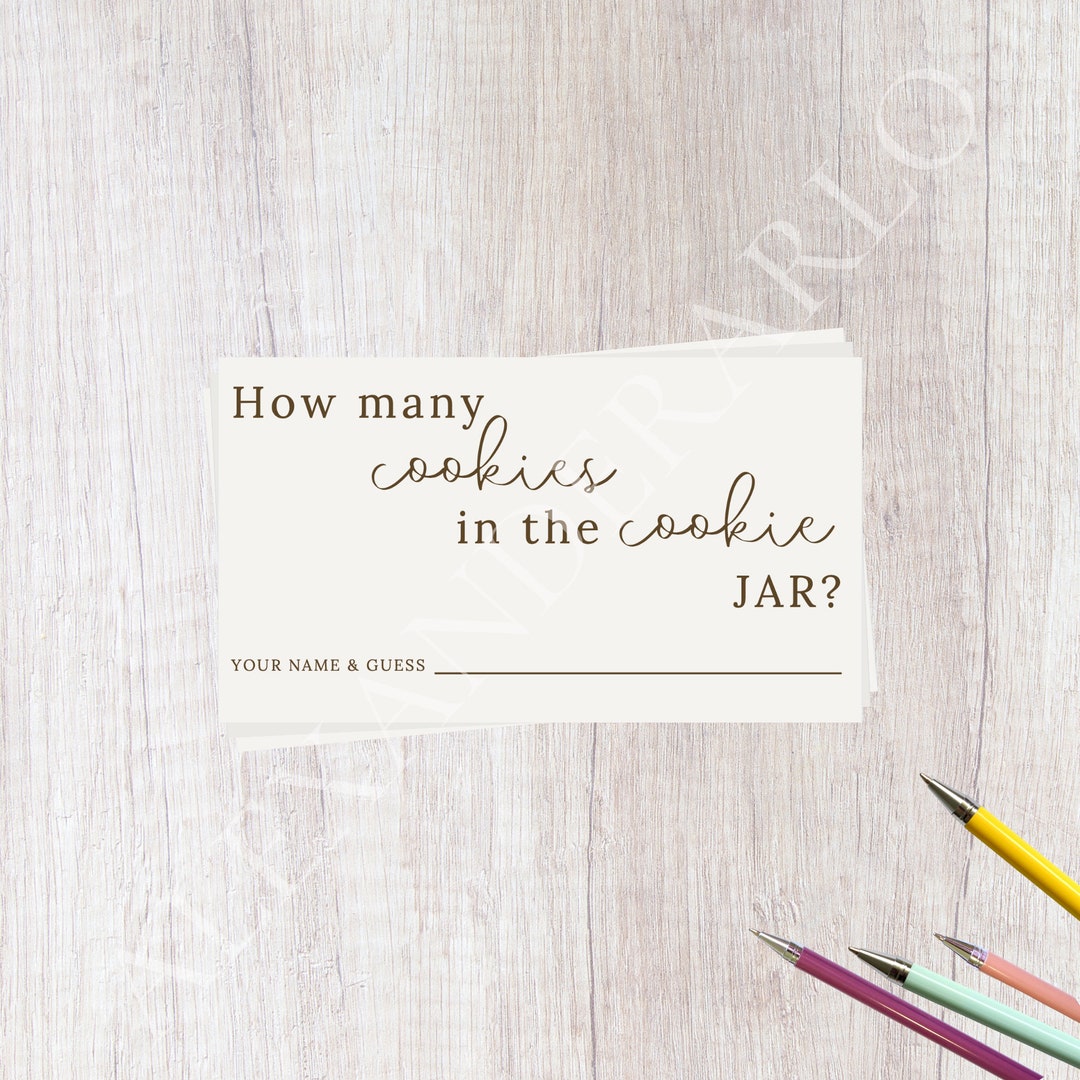 Brown Cookie Jar Guessing Card // Digital Download - Etsy