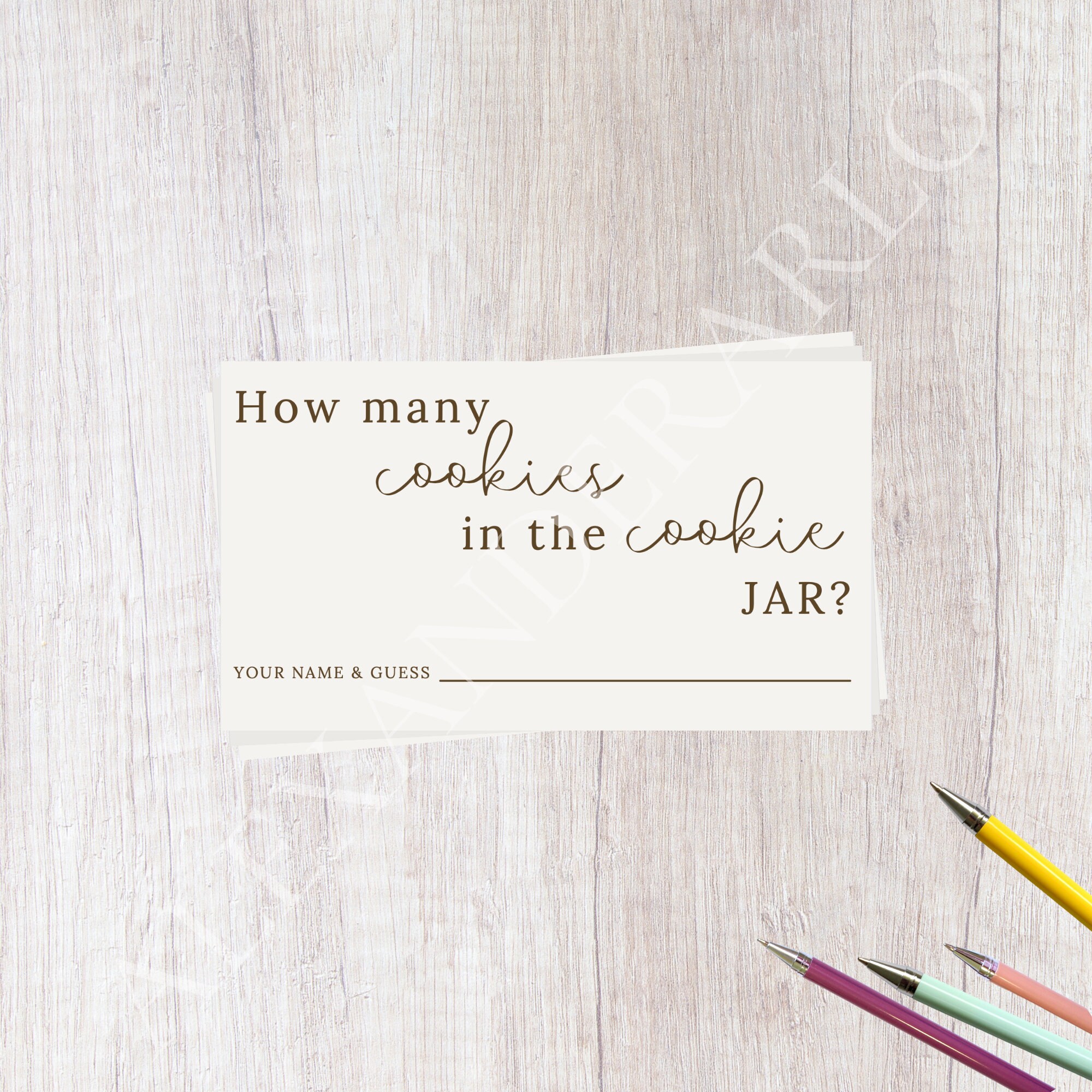 Brown Cookie Jar Guessing Card // Digital Download - Etsy