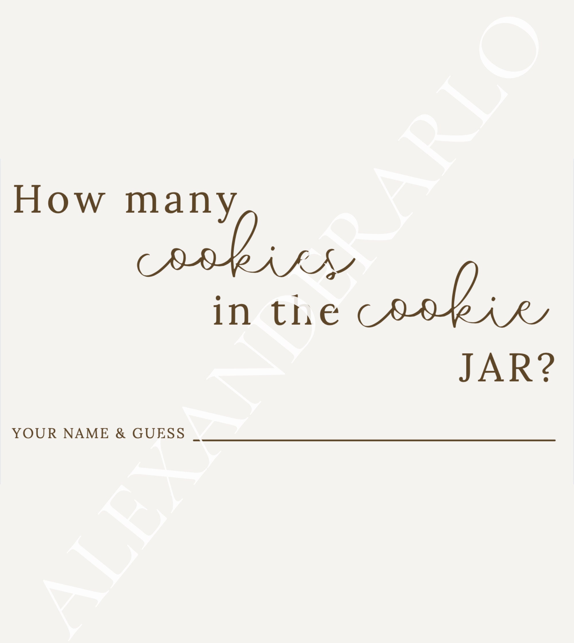 Brown Cookie Jar Guessing Card // Digital Download - Etsy
