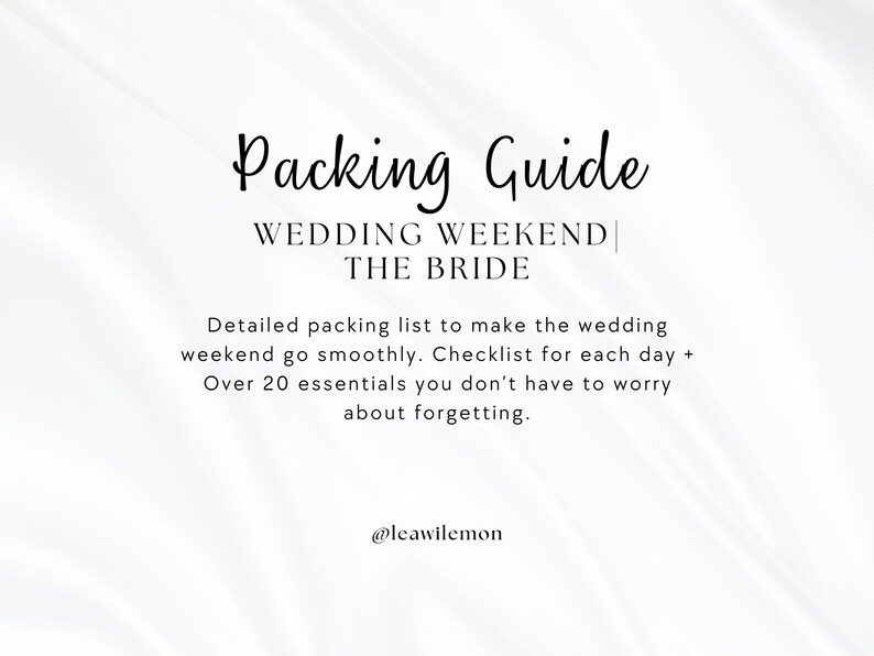 Wedding Packing Guide | for the Bride | Digital Download - Etsy