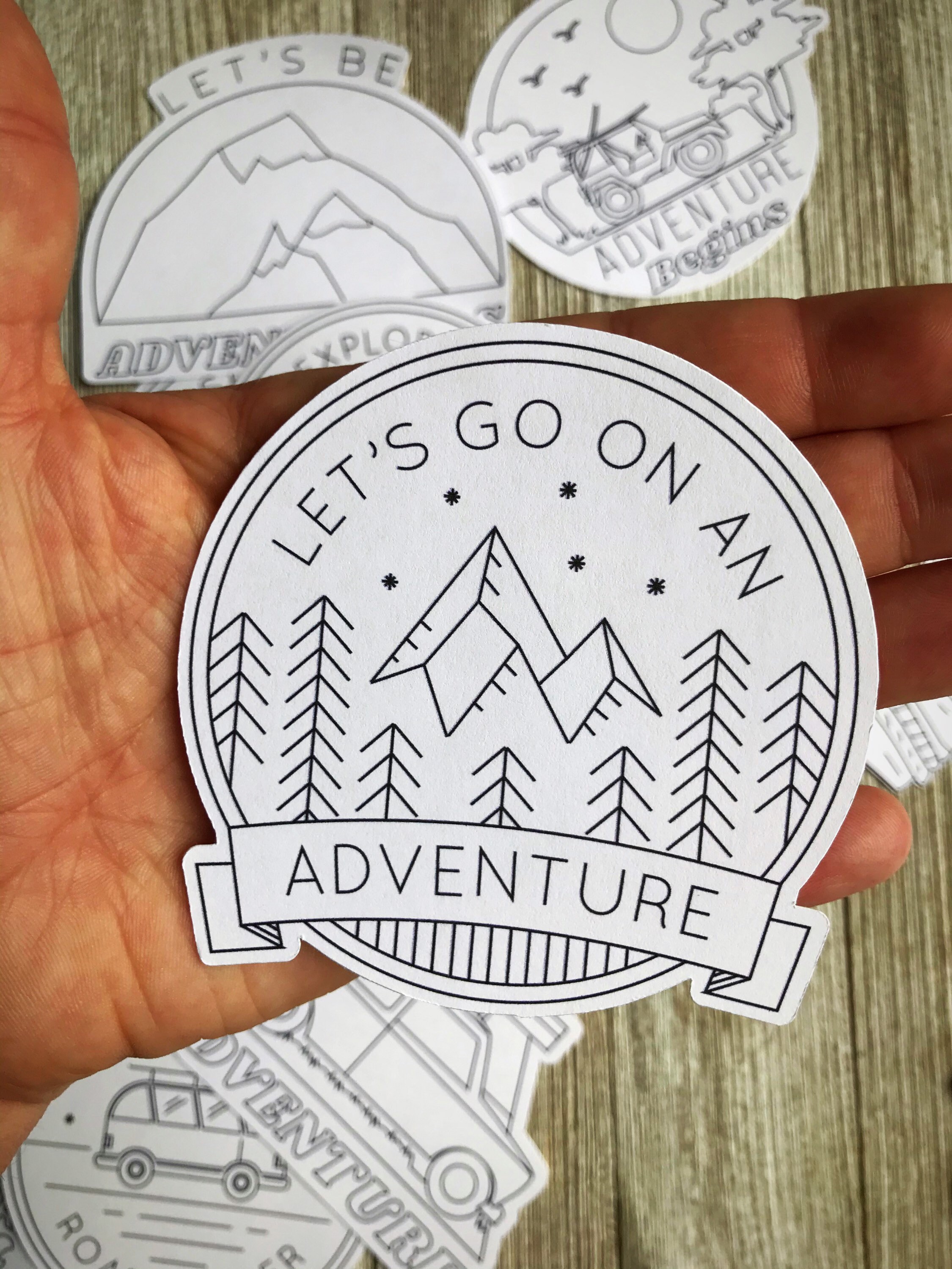 20 Sticker Set Adventure Stickers Color Your Own Stickers - Etsy