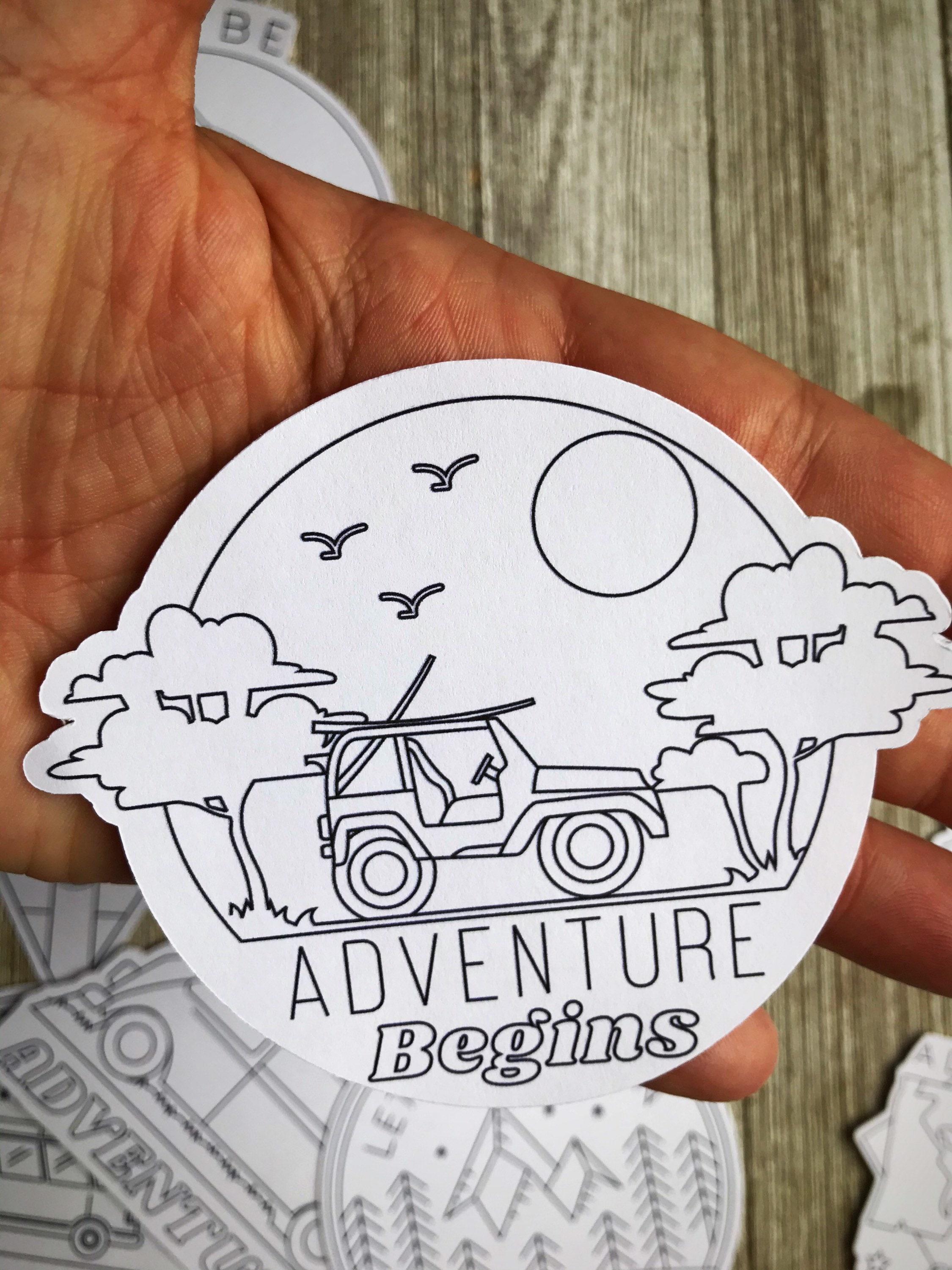 20 Sticker Set Adventure Stickers Color Your Own Stickers | Etsy