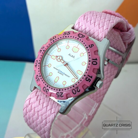 1992 Alba/Seiko Pink Quartz Dive Watch (V701-6860) - Gem