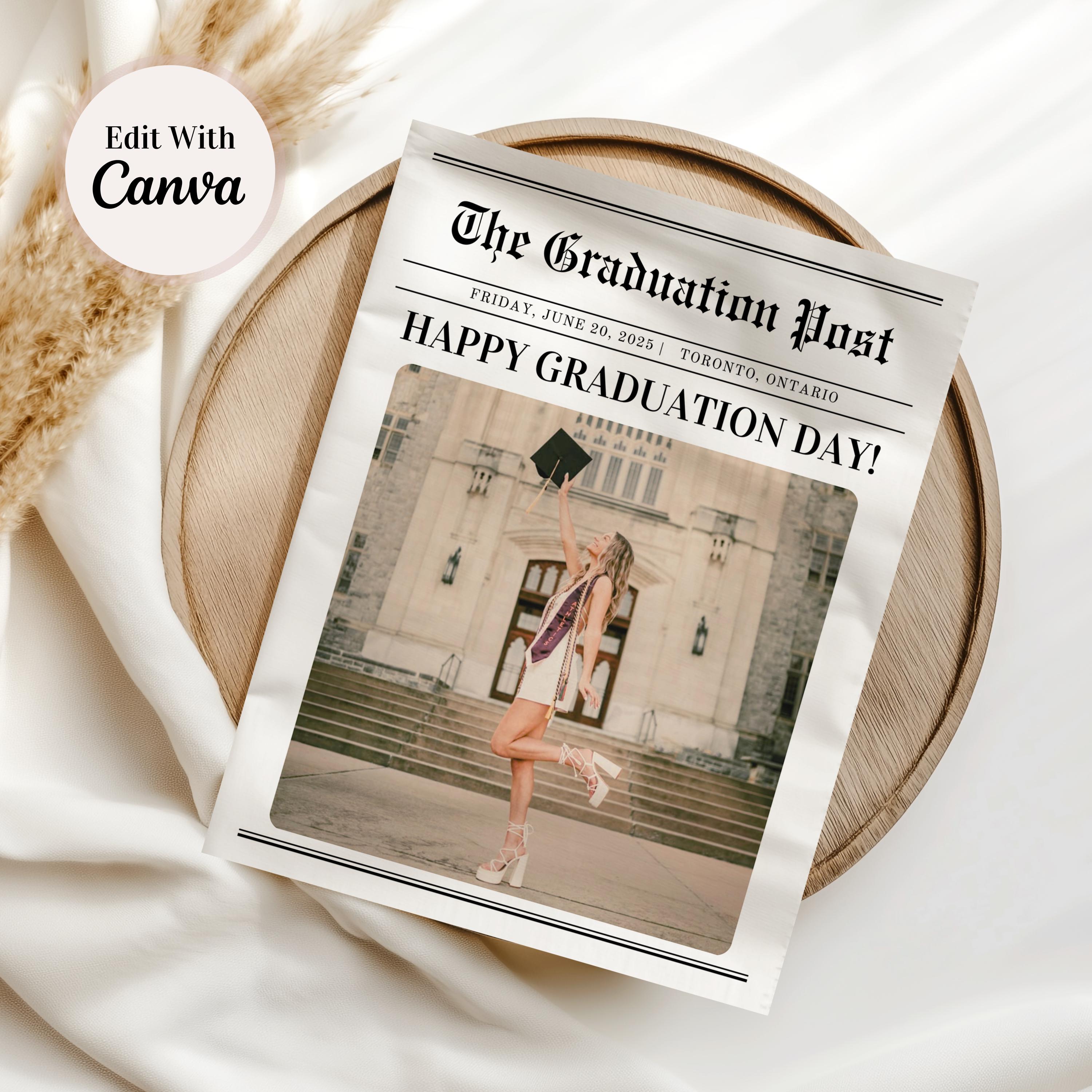 Graduation Newspaper Template: Custom Keepsake (digital Download) - Etsy