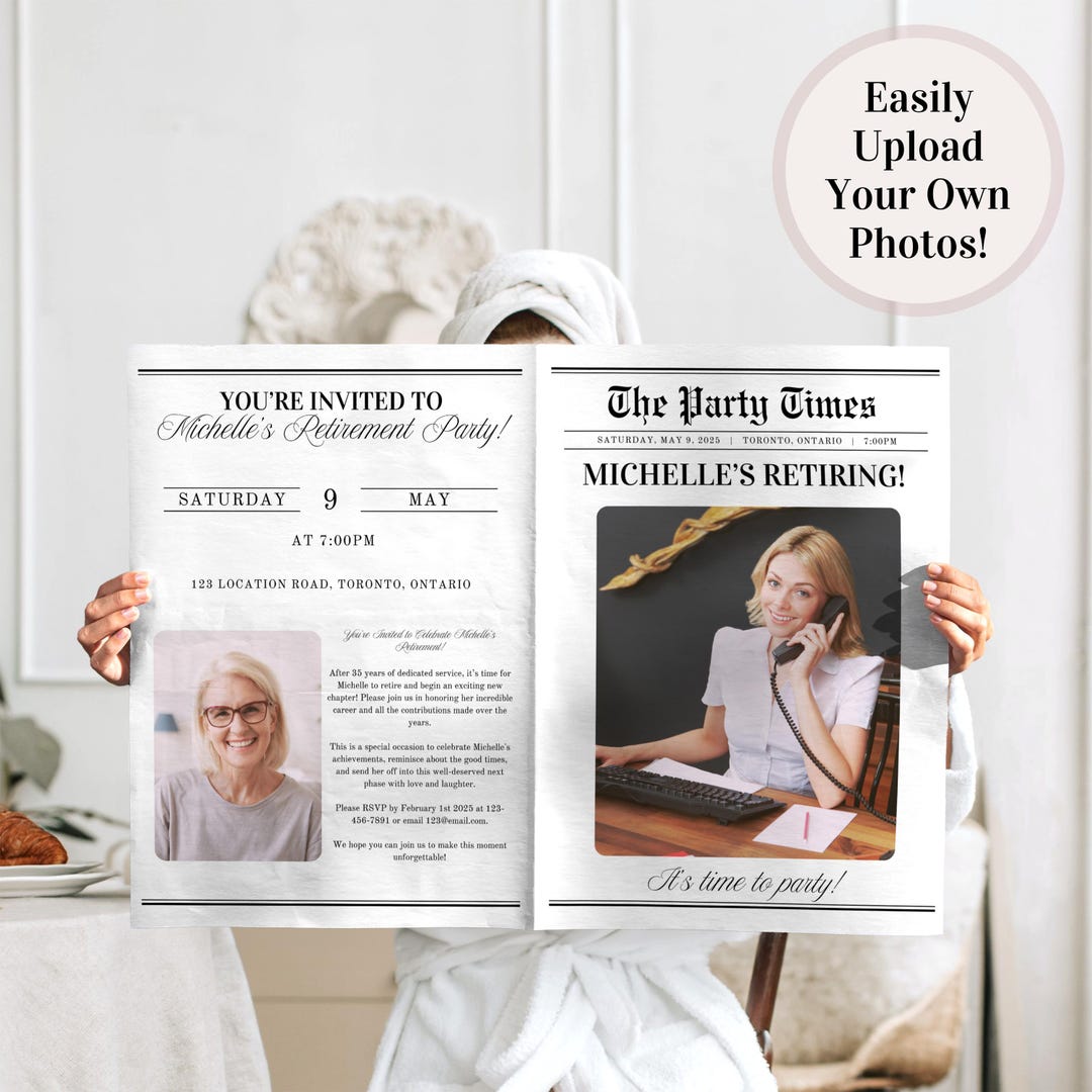 Personalized Retirement Party Invitation Newspaper Template, Retirement ...
