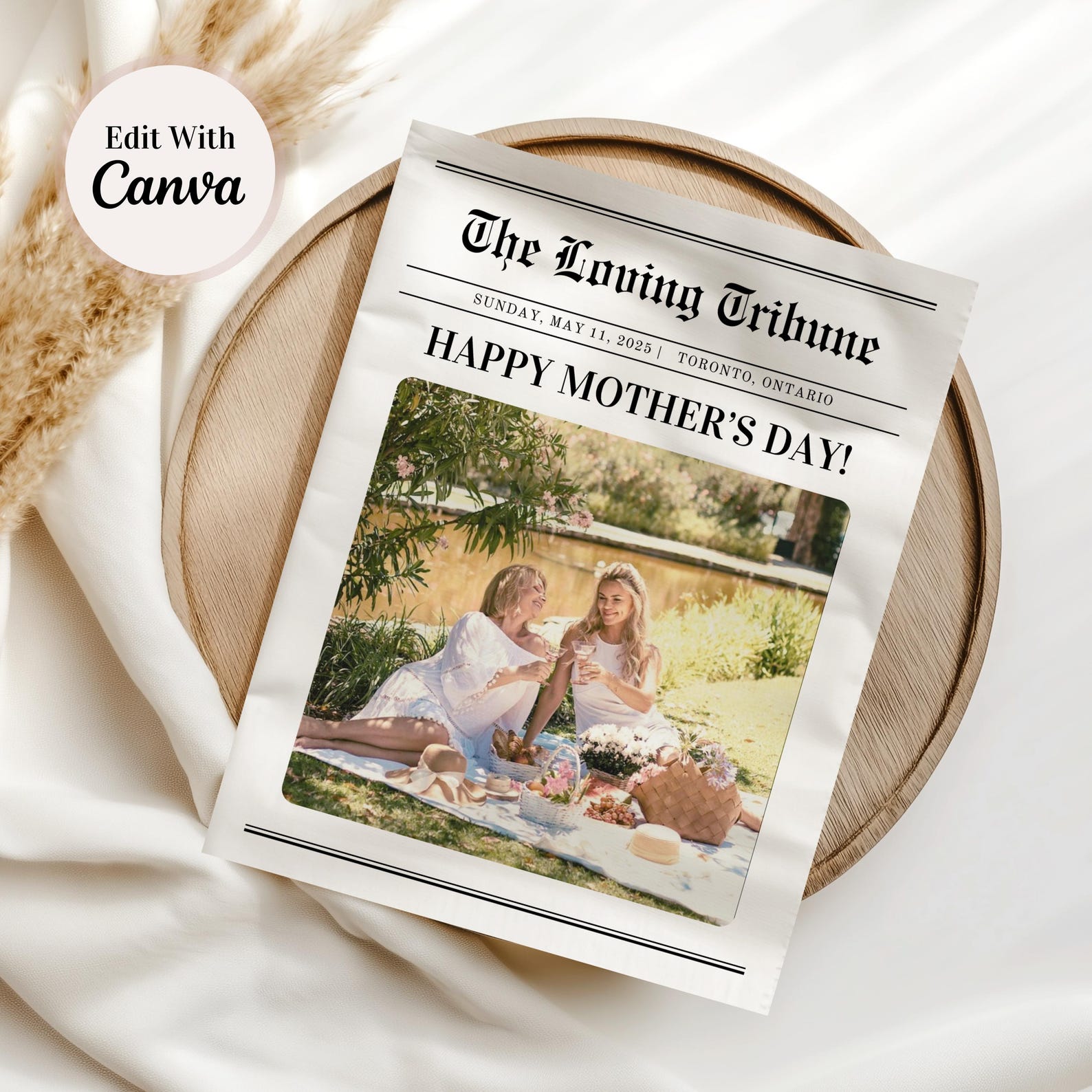 Mothers Day Newspaper Template | Personalized Gift With Photos for Mom ...