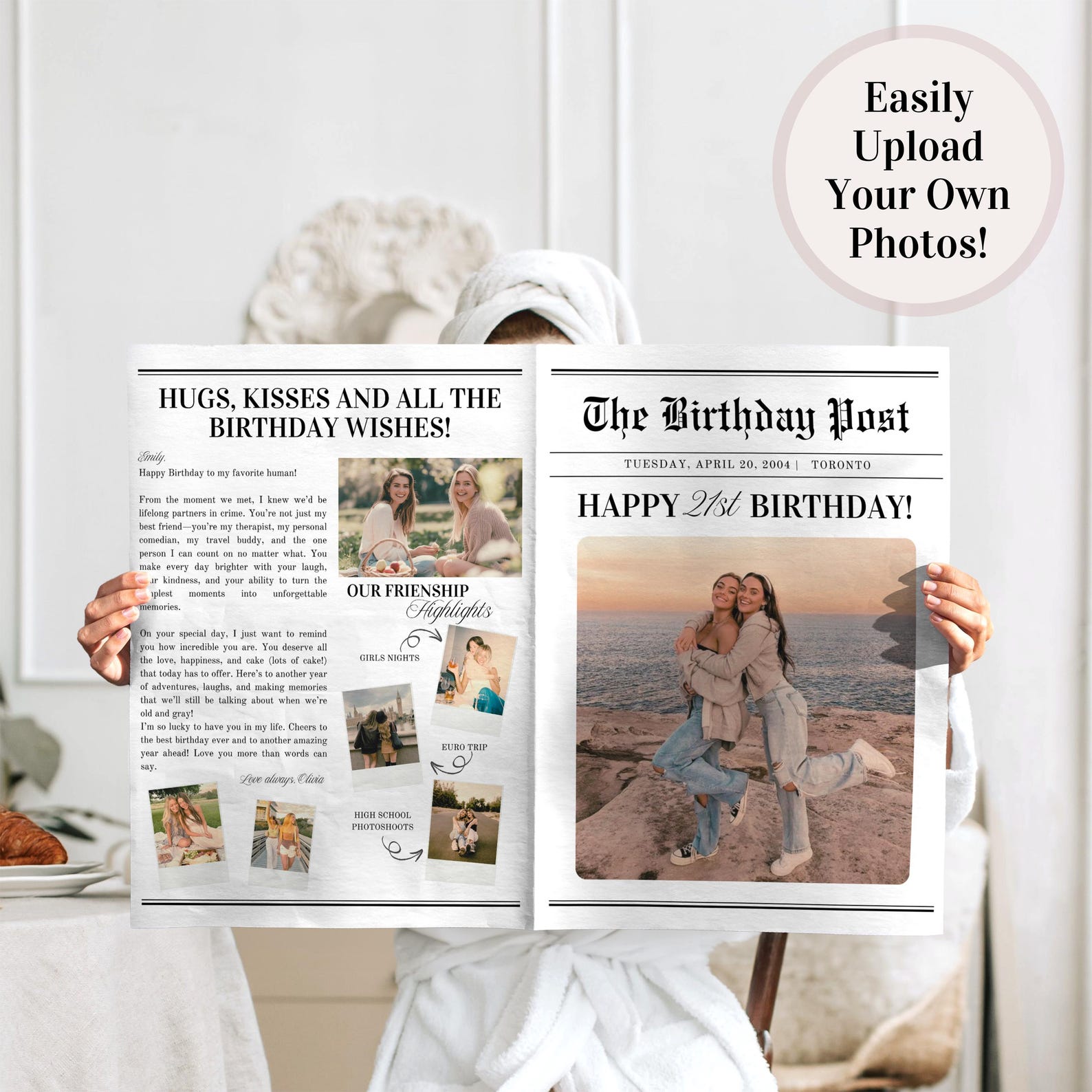 Editable Newspaper Birthday Card Template | A Unique Gift for Your ...