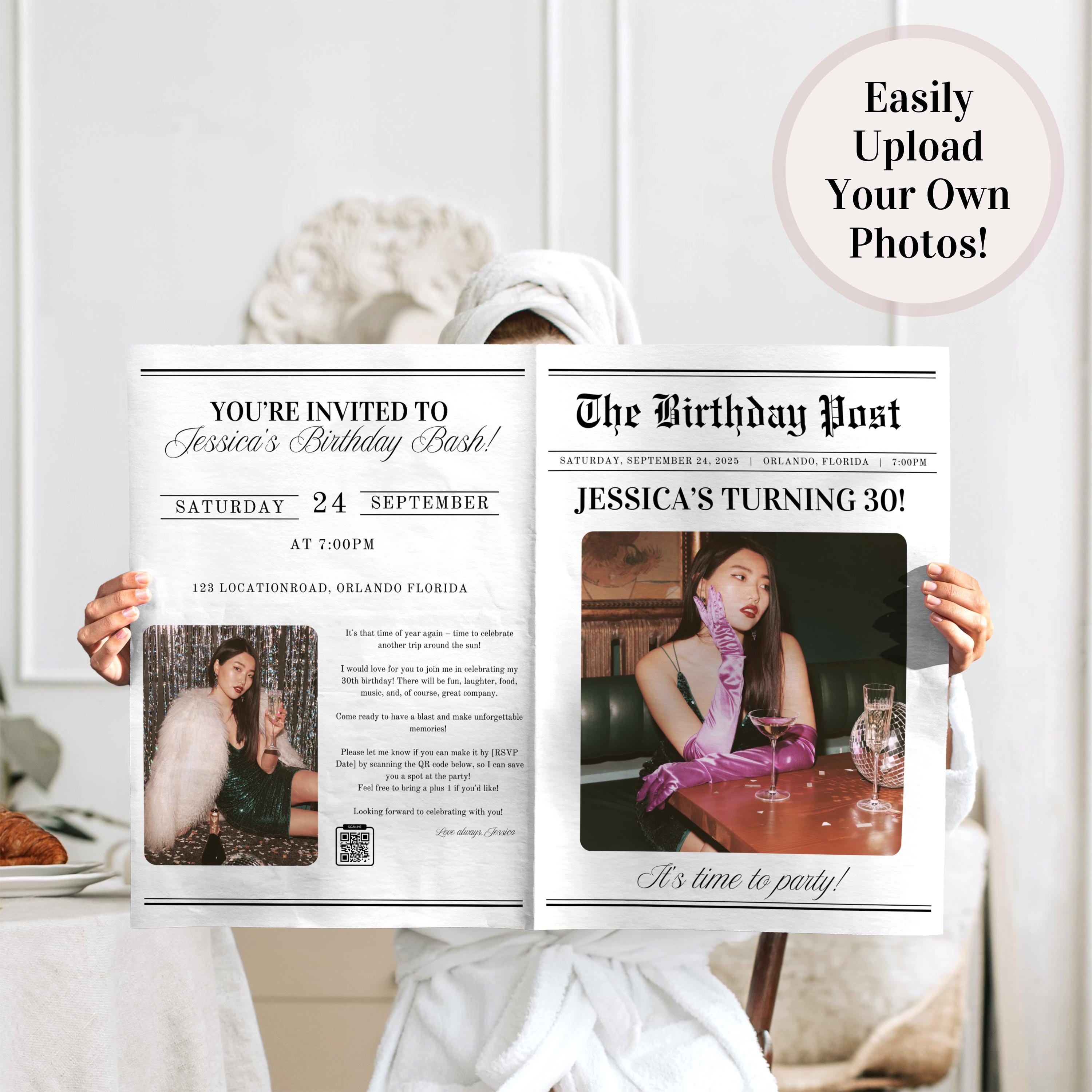 Personalized Birthday Party Invite Newspaper Template, Custom Party ...