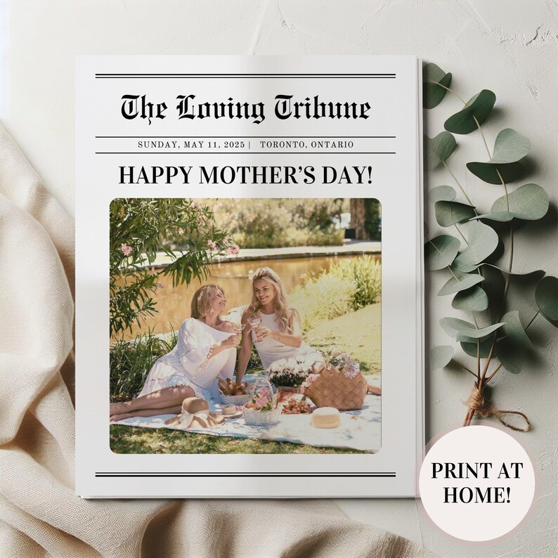 Mothers Day Newspaper Template | Personalized Gift With Photos for Mom ...