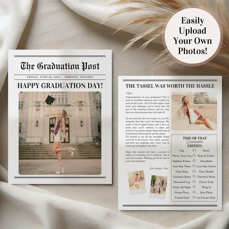 Graduation Newspaper Template: Custom Keepsake (digital Download) - Etsy