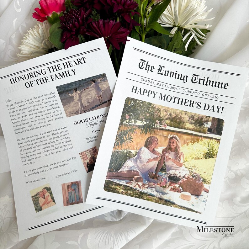 Mothers Day Newspaper Template | Personalized Gift With Photos for Mom ...
