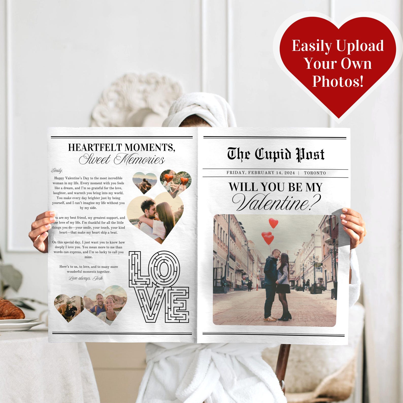 Custom Valentine's Day Newspaper Gift: Love Letter Canva Template ...