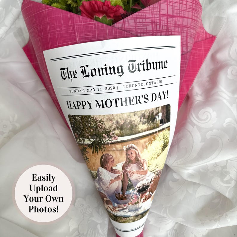 Mothers Day Newspaper Template | Personalized Gift With Photos for Mom ...