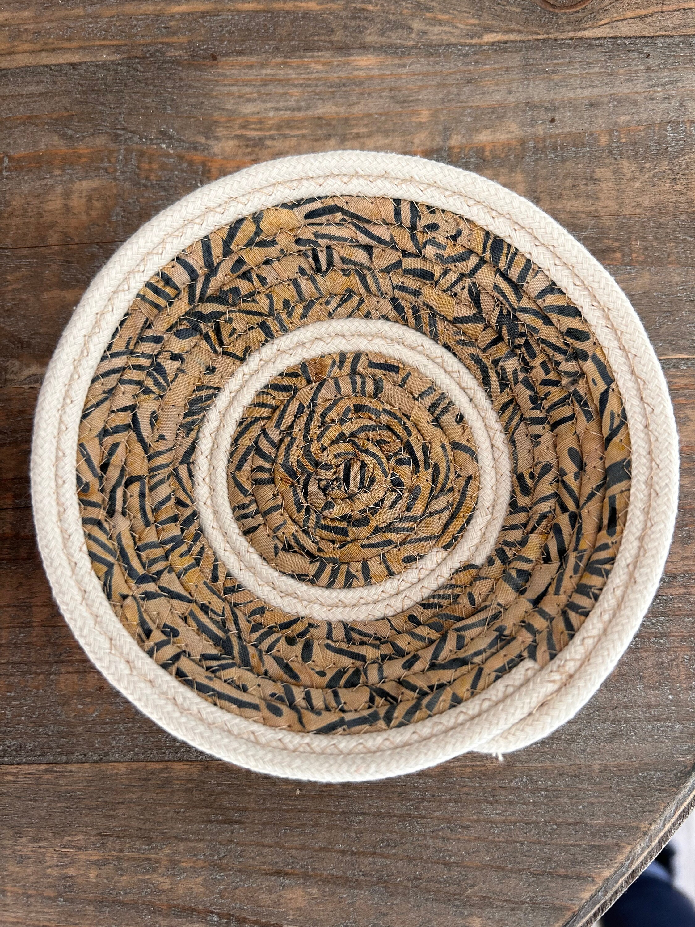 Miniature Jungle Batik Bowls/coiled Rope Baskets/tropical Decor - Etsy